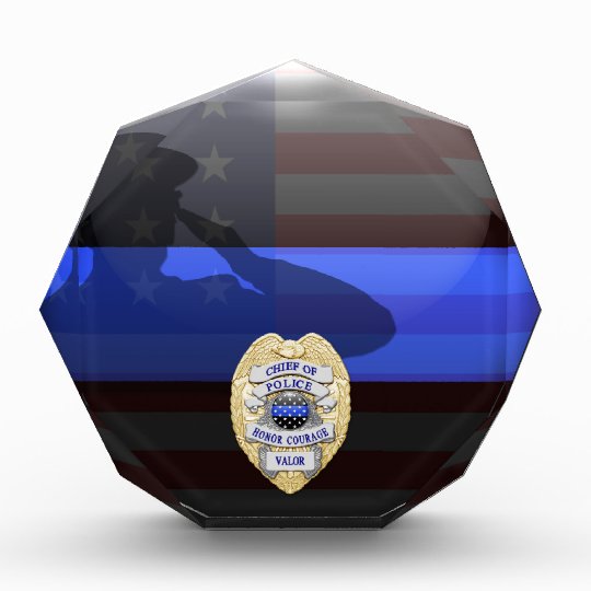 Thin Blue Line Chief of Police Stars Award Plaque | Zazzle.com