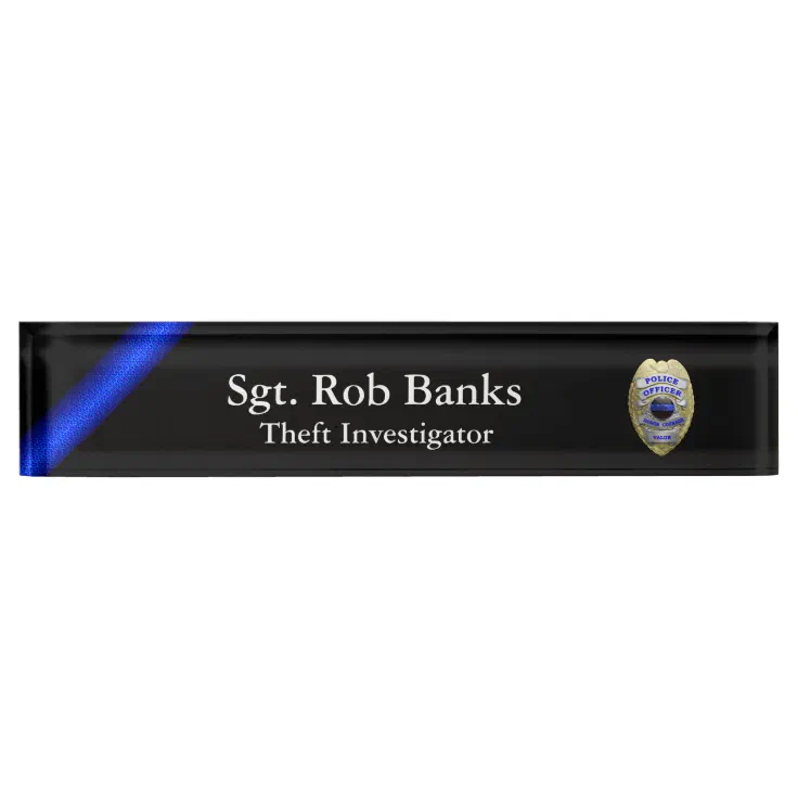 Thin Blue Line - Choose One of Four Custom Badges Desk Name Plate | Zazzle