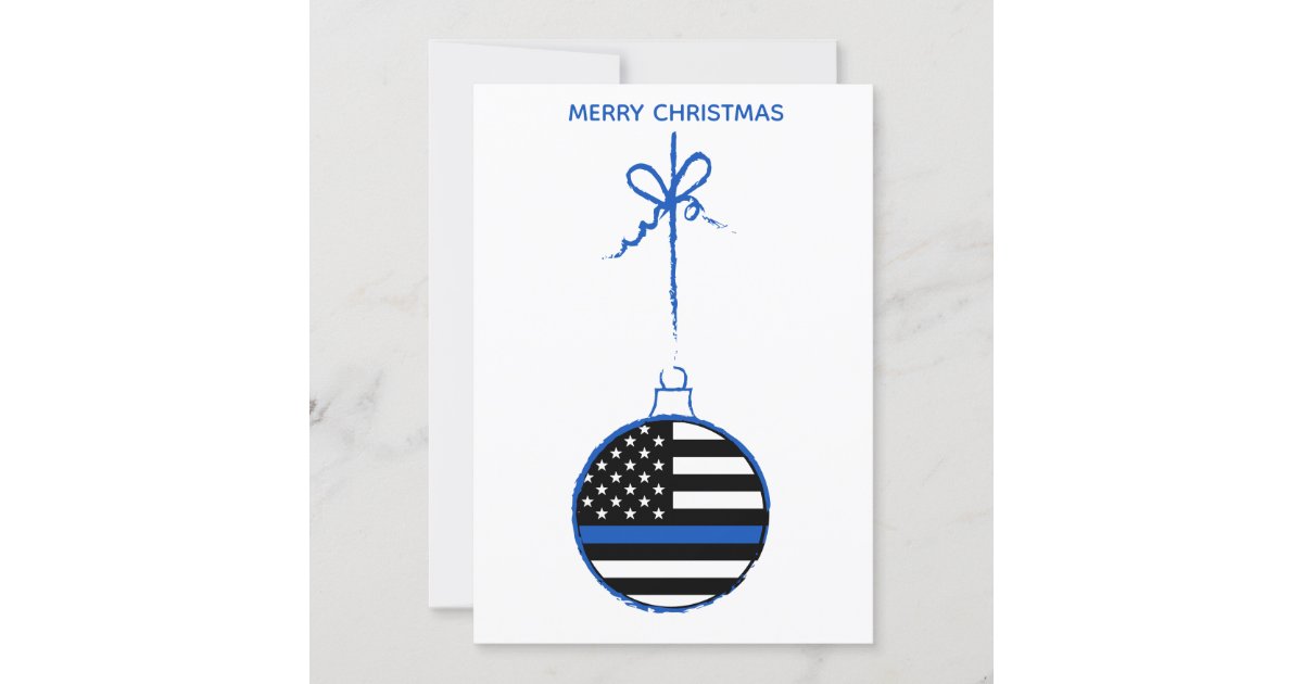 Thin Blue Line Christmas Law Enforcement Police Holiday Card | Zazzle