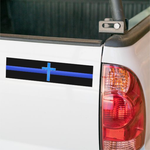 Thin Blue Line & Cross Bumper Sticker | Zazzle