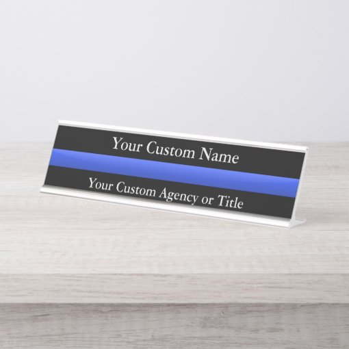 Thin Blue Line Custom Desk Name Plate | Zazzle