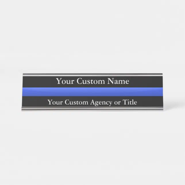 Thin Blue Line Custom Desk Name Plate | Zazzle