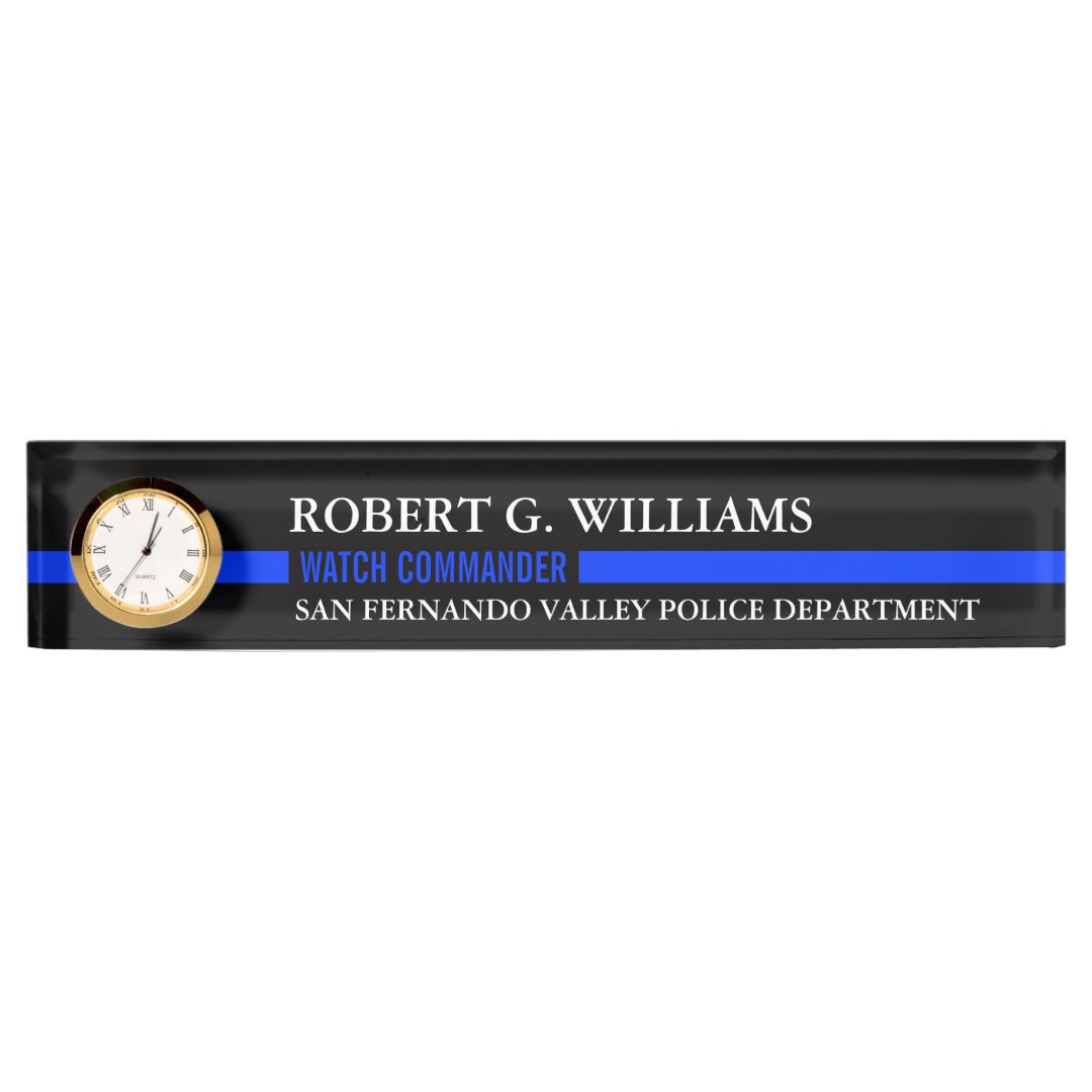 Thin Blue Line Custom Desk Nameplate | Zazzle