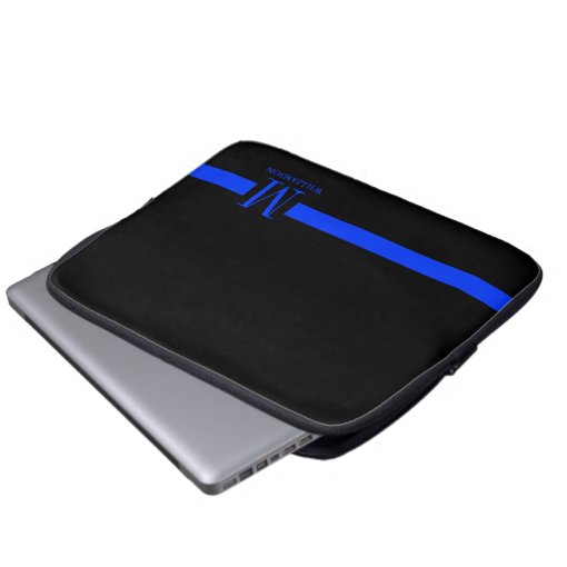 Thin Blue Line Custom Monogram Laptop Sleeve | Zazzle
