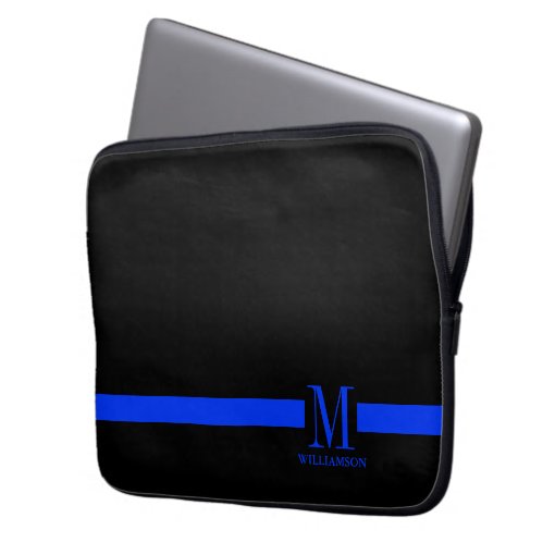 Thin Blue Line Custom Monogram Laptop Sleeve | Zazzle