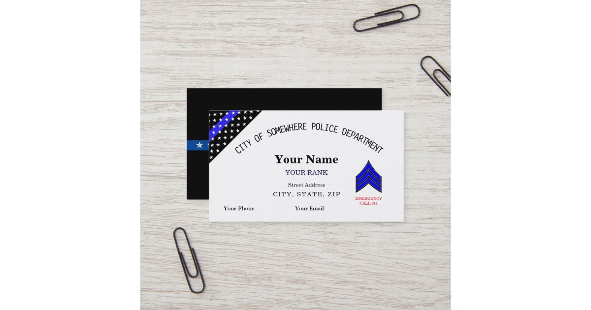 Thin Blue Line Custom Police Business Card | Zazzle