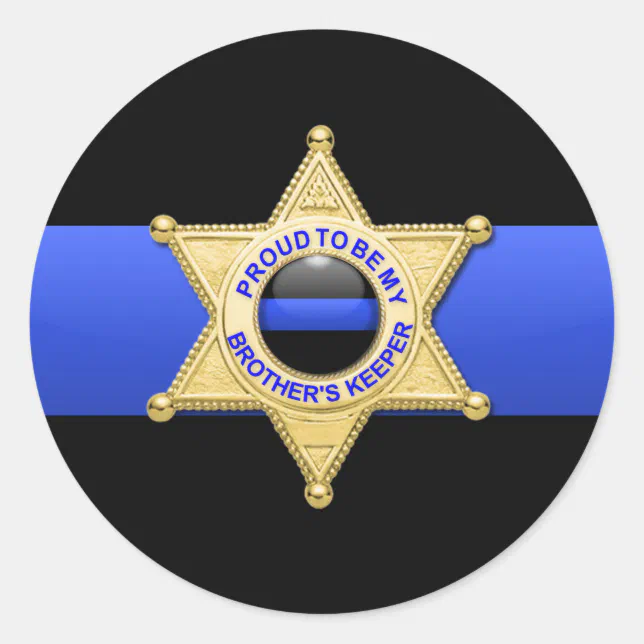 Thin Blue Line Deputy Badge Classic Round Sticker | Zazzle