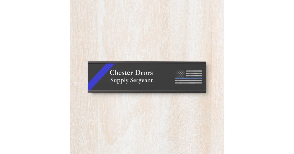 Thin Blue Line - Distressed Tattered Flag Door Sign | Zazzle
