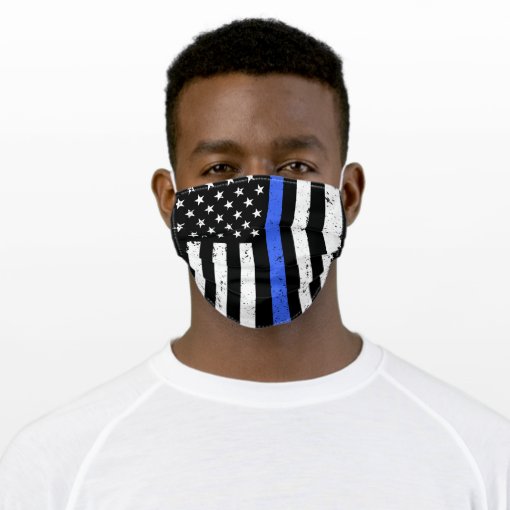 Thin Blue Line Face Mask, American Flag Mask | Zazzle