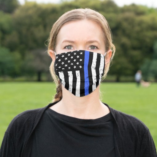 Thin Blue Line Face Mask, American Flag Mask | Zazzle