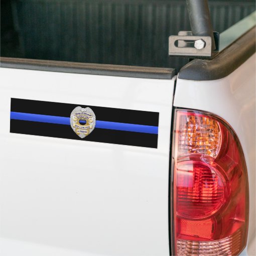 Thin Blue Line Flag & Badge Bumper Sticker | Zazzle