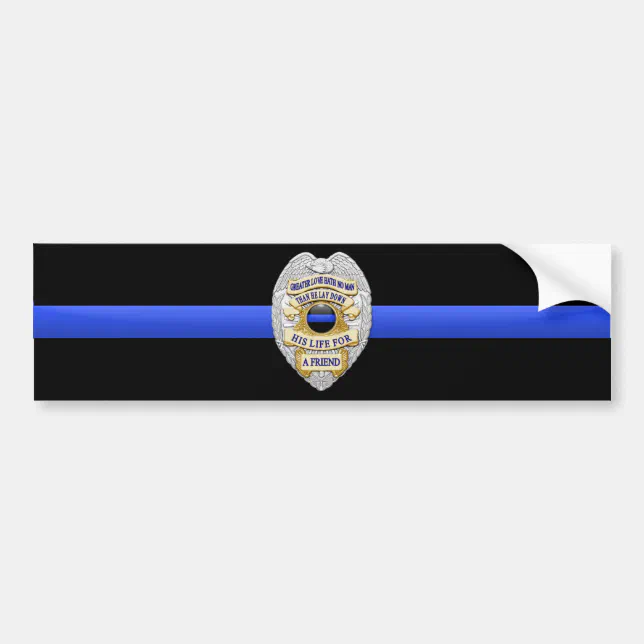 Thin Blue Line Flag & Badge Bumper Sticker | Zazzle