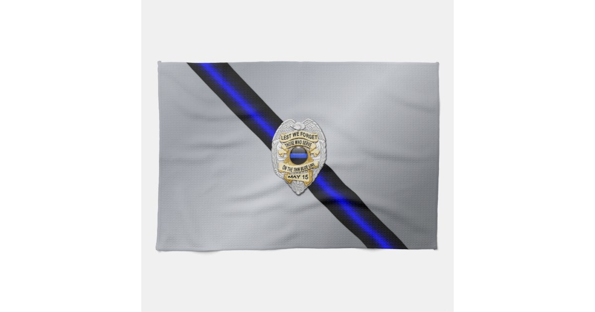 Thin Blue Line Flag & Badge Towel | Zazzle