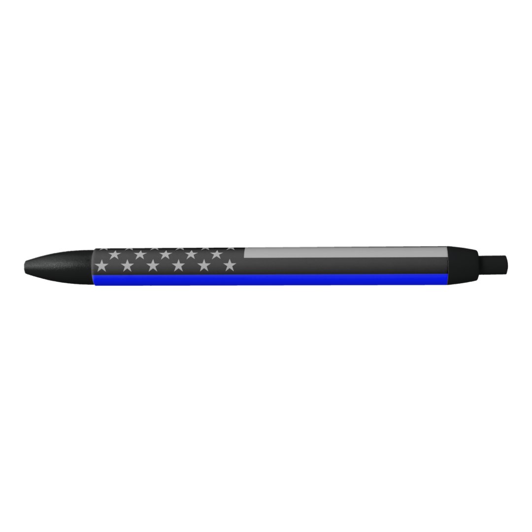 Thin Blue Line Flag Black Ink Pen | Zazzle