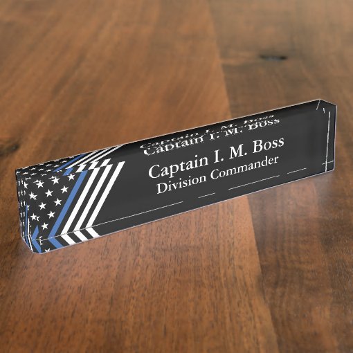 Thin Blue Line Flag Desk Name Plate | Zazzle
