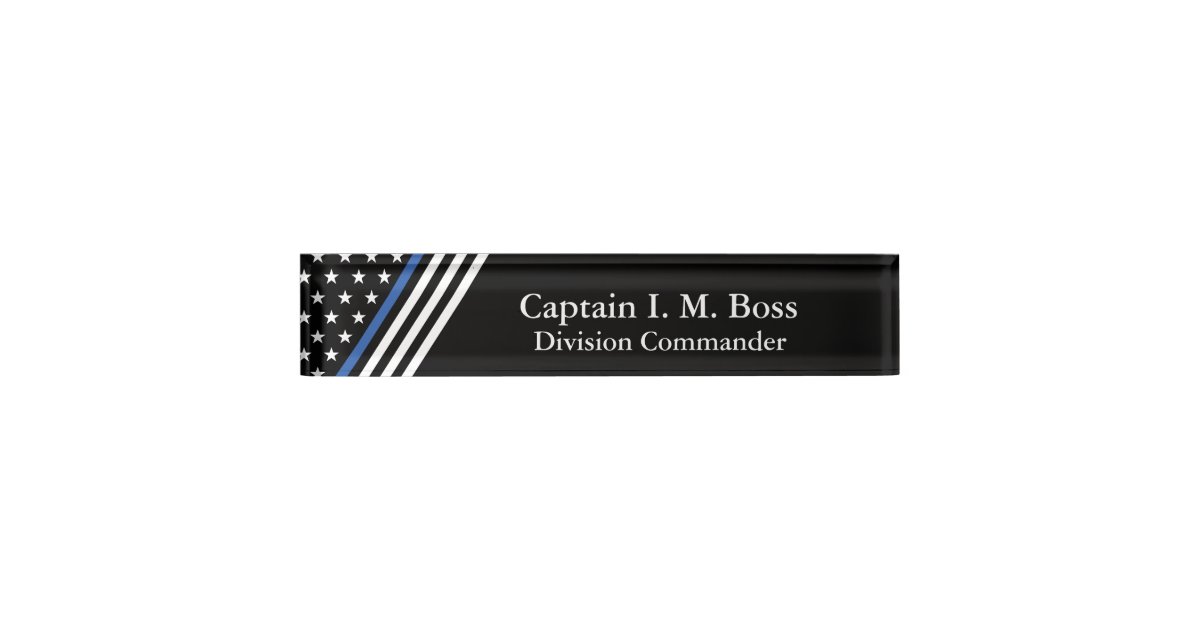 Thin Blue Line Flag Desk Name Plate | Zazzle