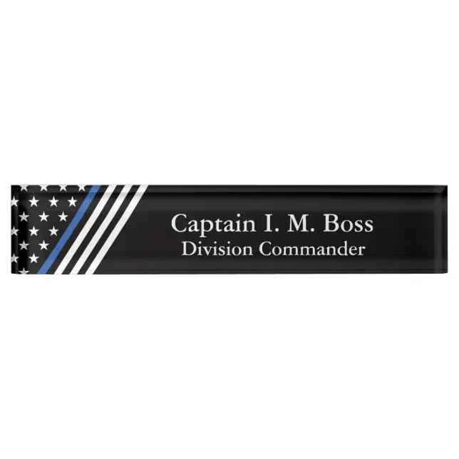 Thin Blue Line Flag Desk Name Plate | Zazzle