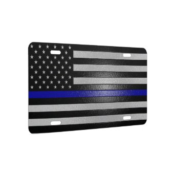 Thin Blue Line Flag Edged License Plate | Zazzle
