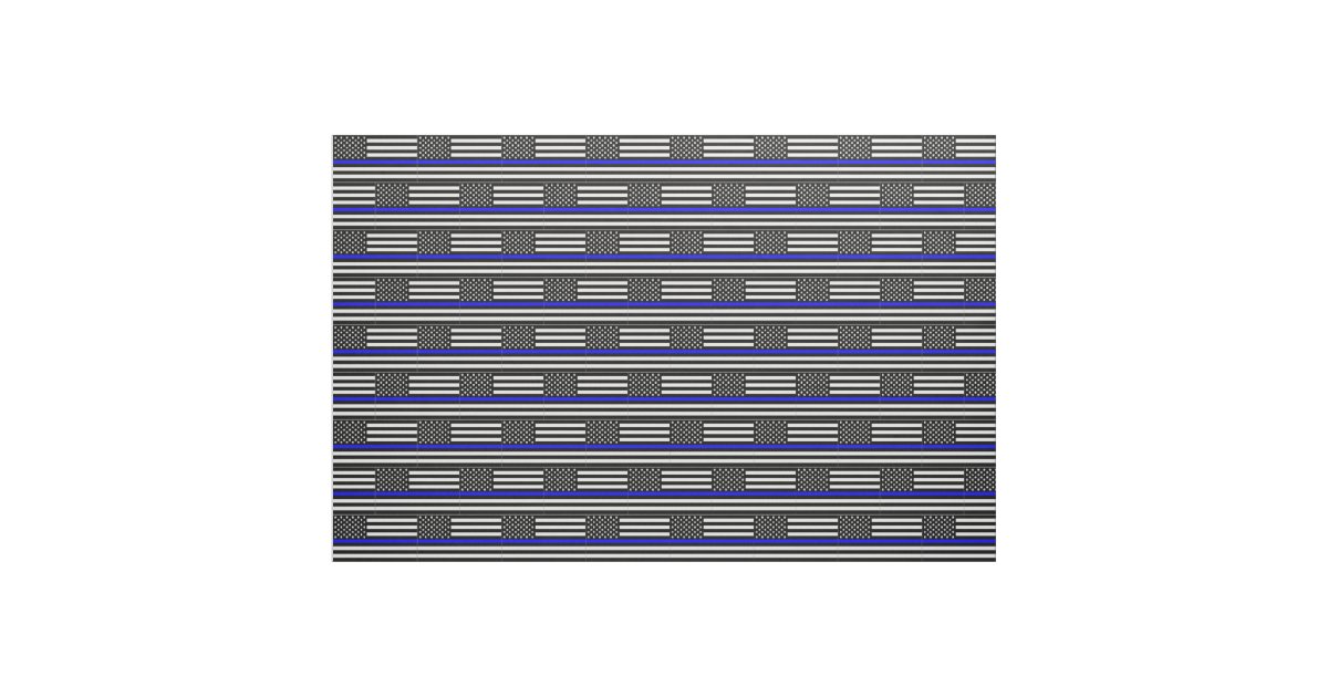 Thin blue line Flag Fabric | Zazzle