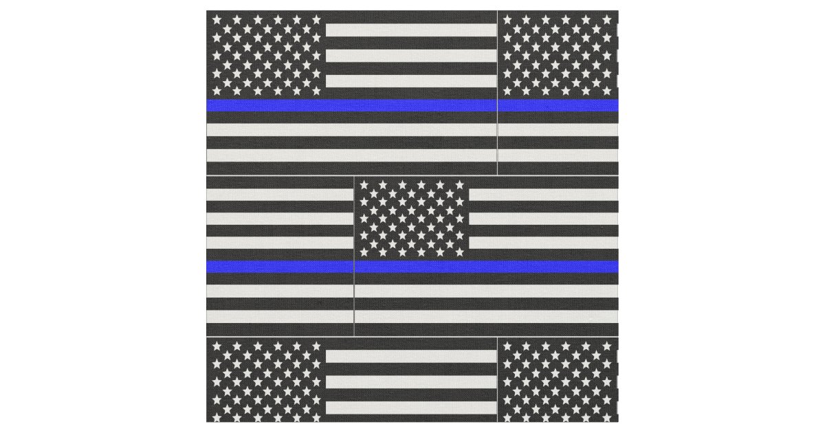 Thin blue line Flag Fabric | Zazzle