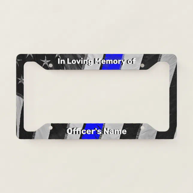 Thin Blue Line Flag Fallen Officer Memorial License Plate Frame | Zazzle