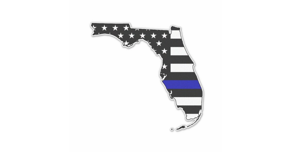 Thin Blue Line Flag Florida Sticker | Zazzle