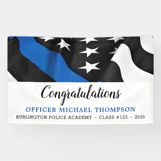 Thin Blue Line Flag Graduation Police Party Banner | Zazzle