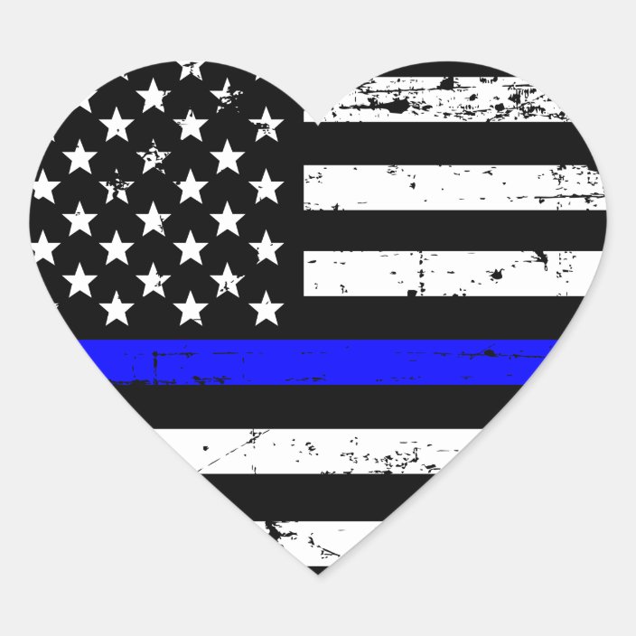 Thin Blue Line Flag Heart Sticker | Zazzle.com