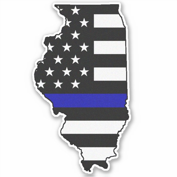 Thin Blue Line Flag Illinois Sticker | Zazzle.com