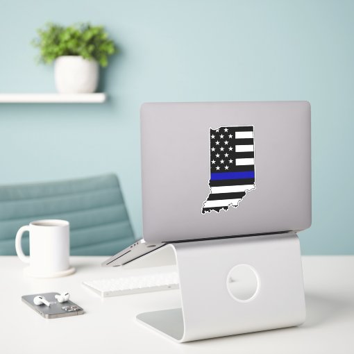 Thin Blue Line Flag Indiana Sticker | Zazzle