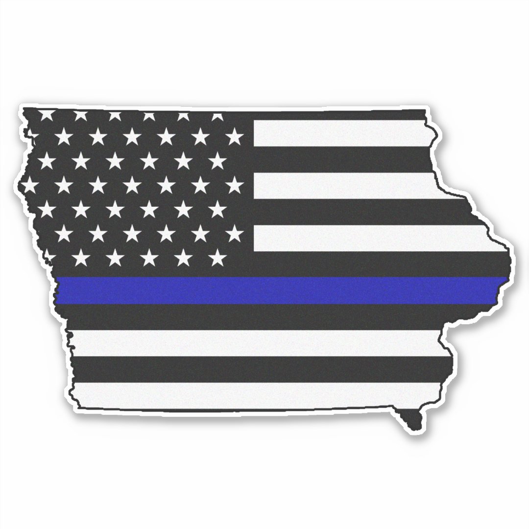 Thin Blue Line Flag Iowa Sticker | Zazzle