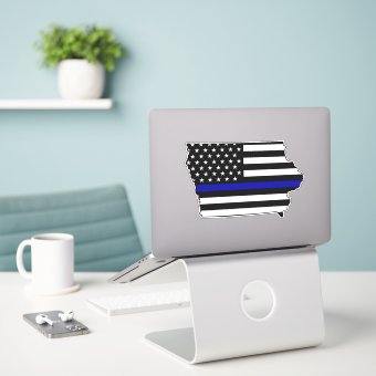 Thin Blue Line Flag Iowa Sticker | Zazzle