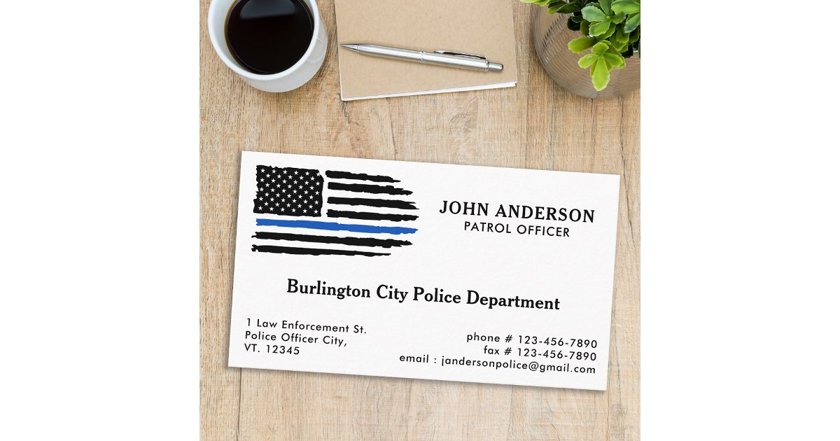 Thin Blue Line Flag Law Enforcement Police Officer Business Card | Zazzle
