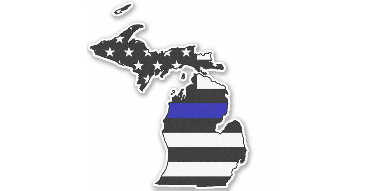 Thin Blue Line Flag Michigan Sticker | Zazzle