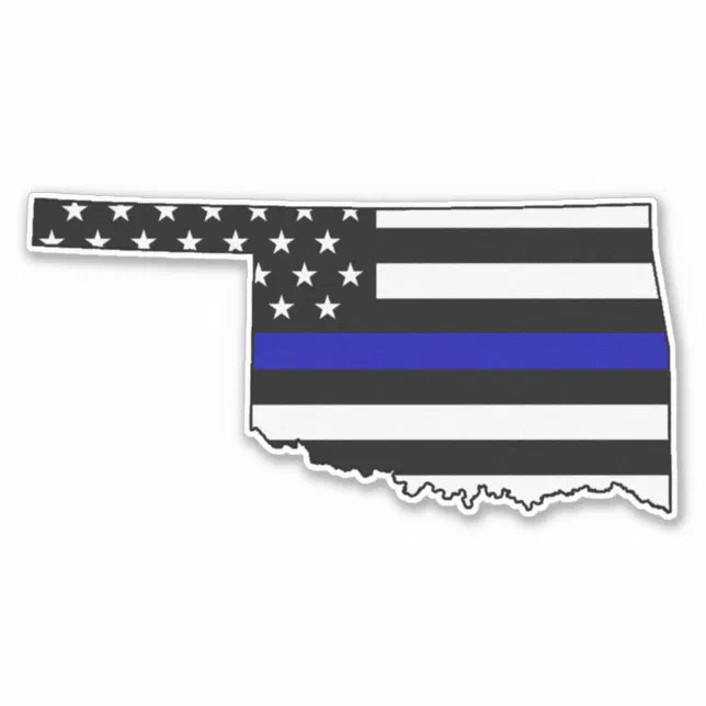 Thin Blue Line Flag Oklahoma Sticker | Zazzle