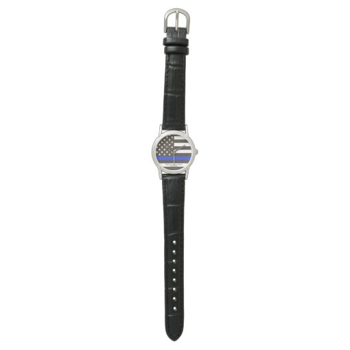 Thin Blue Line Flag Police Officer Woman's Watch | Zazzle