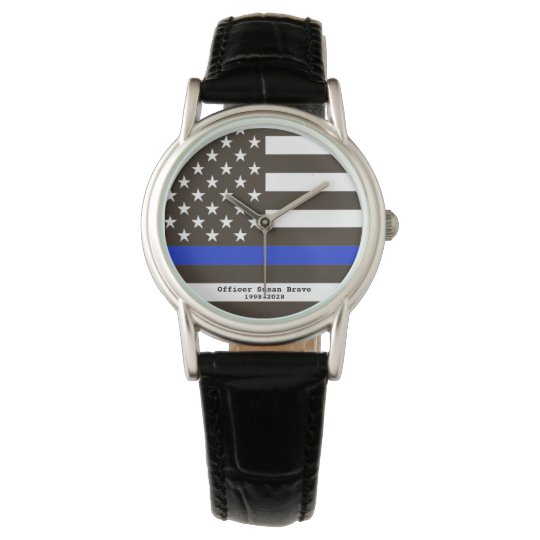 Thin Blue Line Flag Police Officer Woman's Watch | Zazzle.com