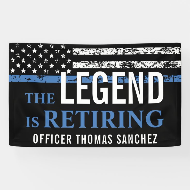 Thin Blue Line Flag Police Retirement Party Banner | Zazzle