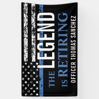 Thin Blue Line Flag Police Retirement Party Banner | Zazzle
