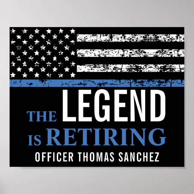 Thin Blue Line Flag Police Retirement Party Poster | Zazzle