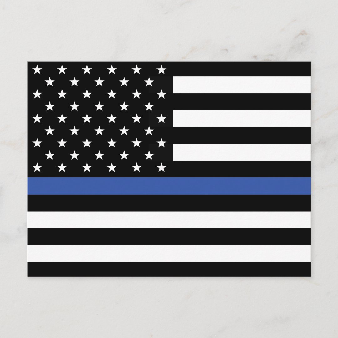 THIN BLUE LINE FLAG POSTCARD | Zazzle