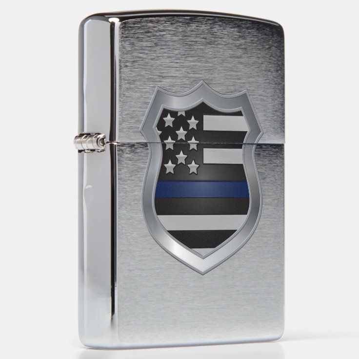 Thin Blue Line Flag Shield Lighter | Zazzle