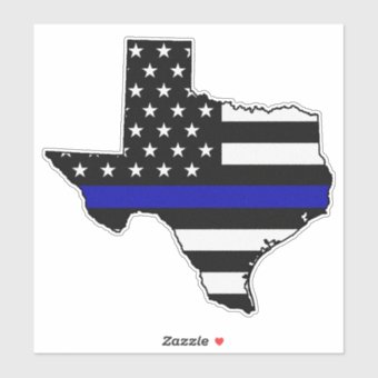Thin Blue Line Flag Texas Sticker | Zazzle