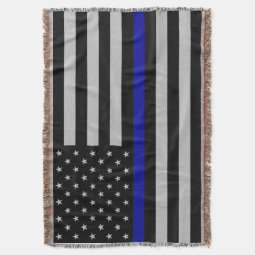 Thin Blue Line Flag Throw Blanket | Zazzle