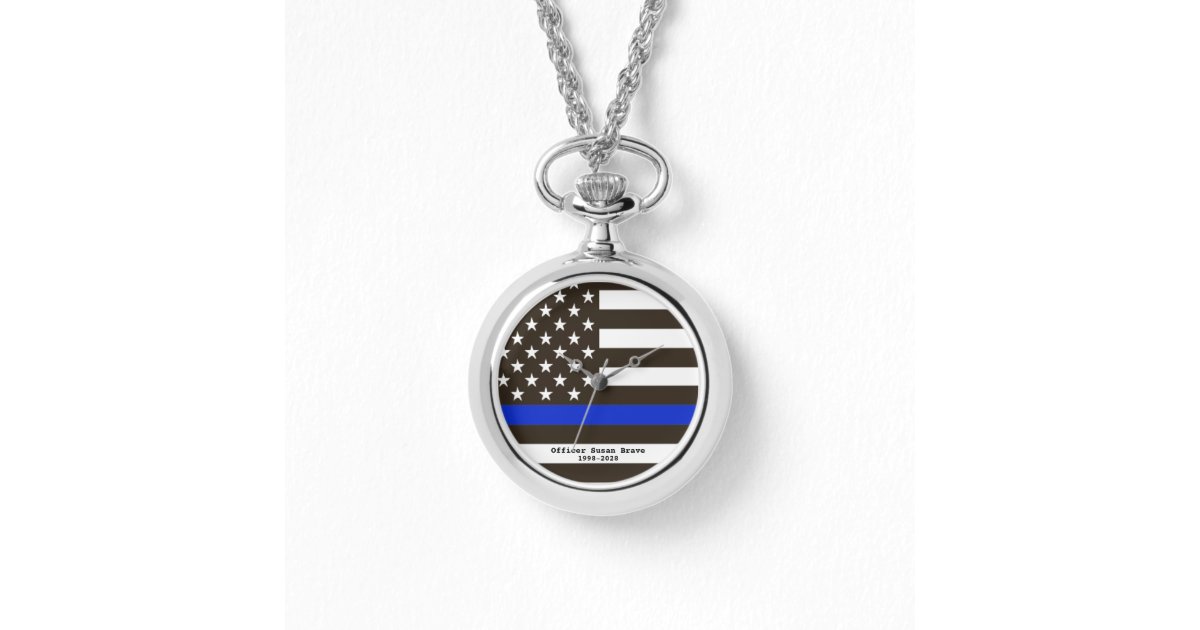 Thin Blue Line Flag USA Police Officer Woman's Watch | Zazzle