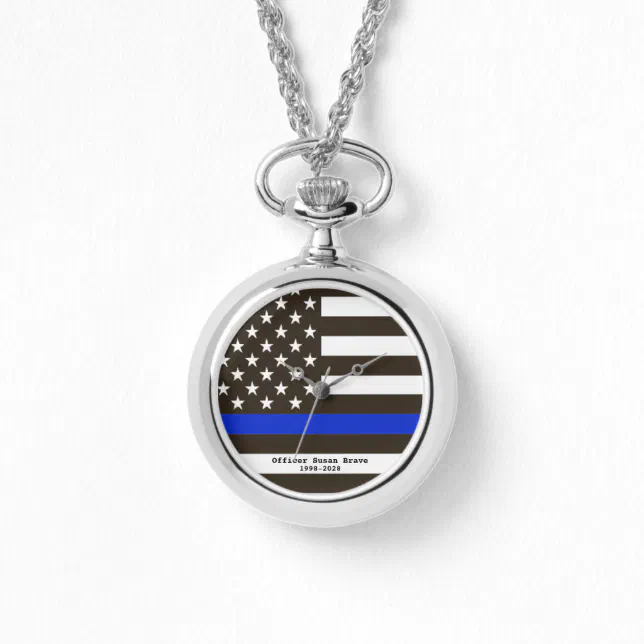 Thin Blue Line Flag USA Police Officer Woman's Watch | Zazzle
