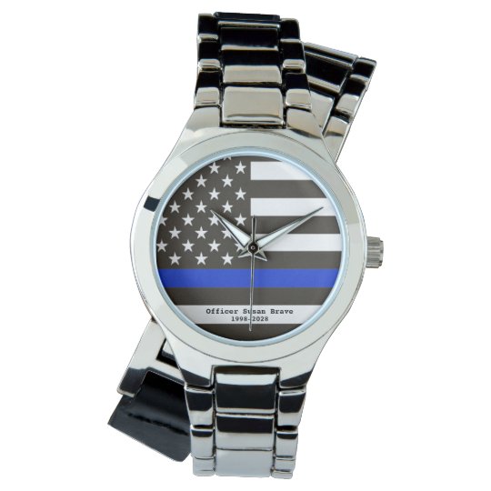 Thin Blue Line Flag USA Police Officer Woman's Watch | Zazzle.com