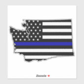Thin Blue Line Flag Washington Sticker | Zazzle