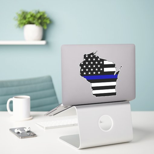 Thin Blue Line Flag Wisconsin Sticker | Zazzle
