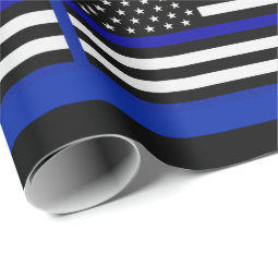 Thin Blue Line Flag Wrapping Paper | Zazzle